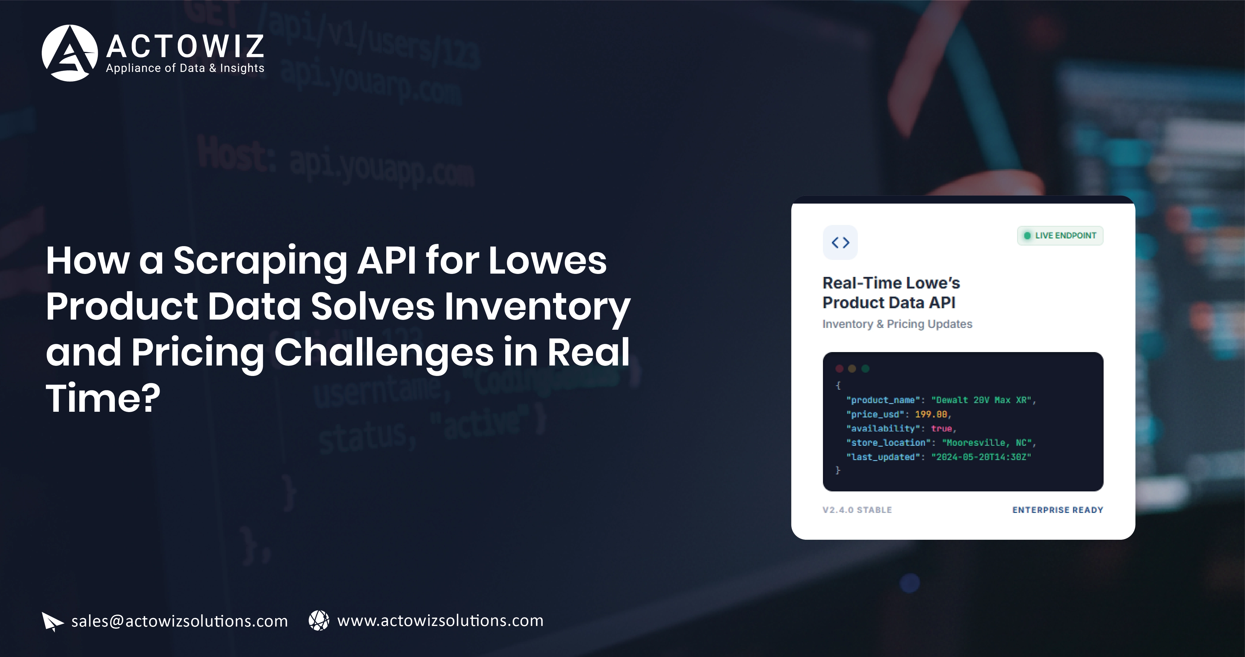 Scraping API for Lowes Product Data
